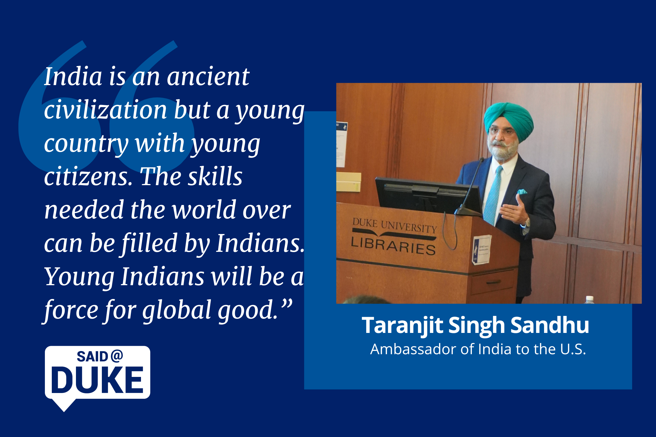 Said@Duke: India Ambassador to United States Meets with President Price ...